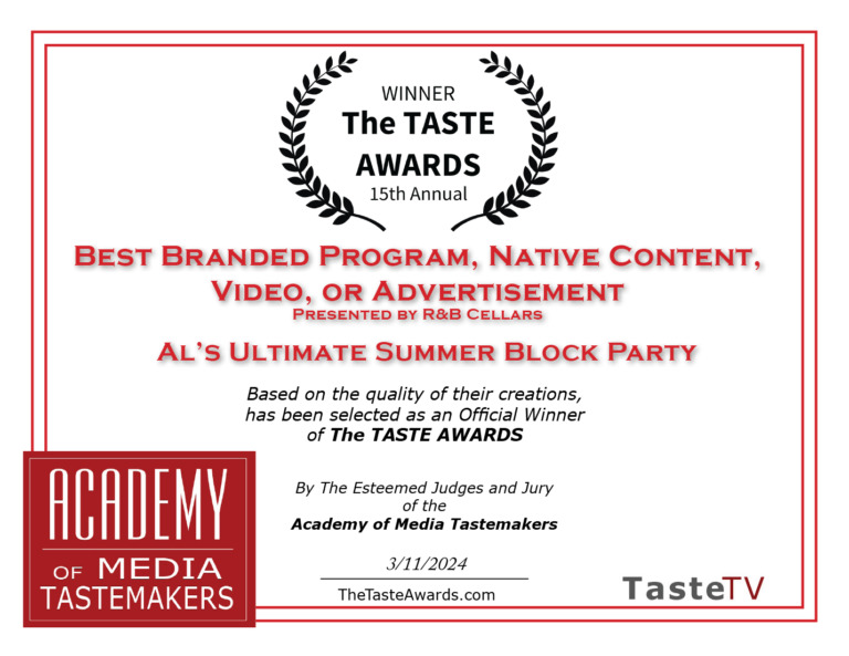 Award Certificates - 15th Annual TASTE AWARDS - The TASTE AWARDS